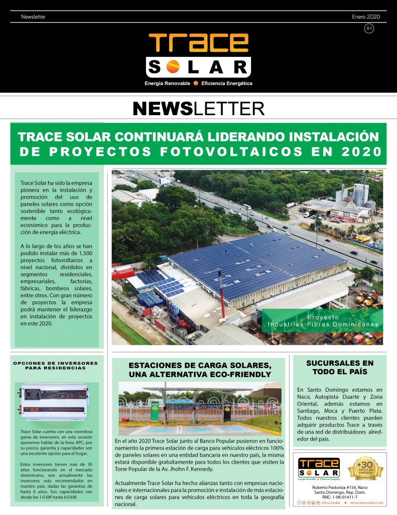 Trace Solar lanza su primer boletín informativo